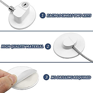 2 Pcs Refrigerator Lock, Fridge Locks for Kids, Cabinet Locks with Keys, Mini Fridge Locks for Kids, Used in Refrigerator Door, Cabinets, Drawers, Toilet Seat (White Rotundity-2 Pack)