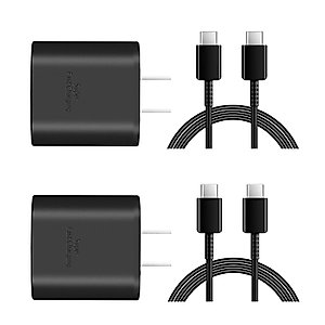 45W Super Fast Charger Type C 45W for Samsung Galaxy S24 Ultra / S24/ S23 Ultra/ S23/ S22 Ultra/ S22+ / S22 / S21 / Note 10 + / Note 20 / S20 /Tab S7 / S7+ / Z Fold 3 / Z Flip 4 with 5FT Cable 2-Pack
