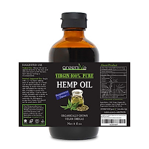 GreenIVe Organically Grown Peppermint Hemp Oil 224,000mg 100% Pure Cold Pressed Strong Results (8oz Peppermit)