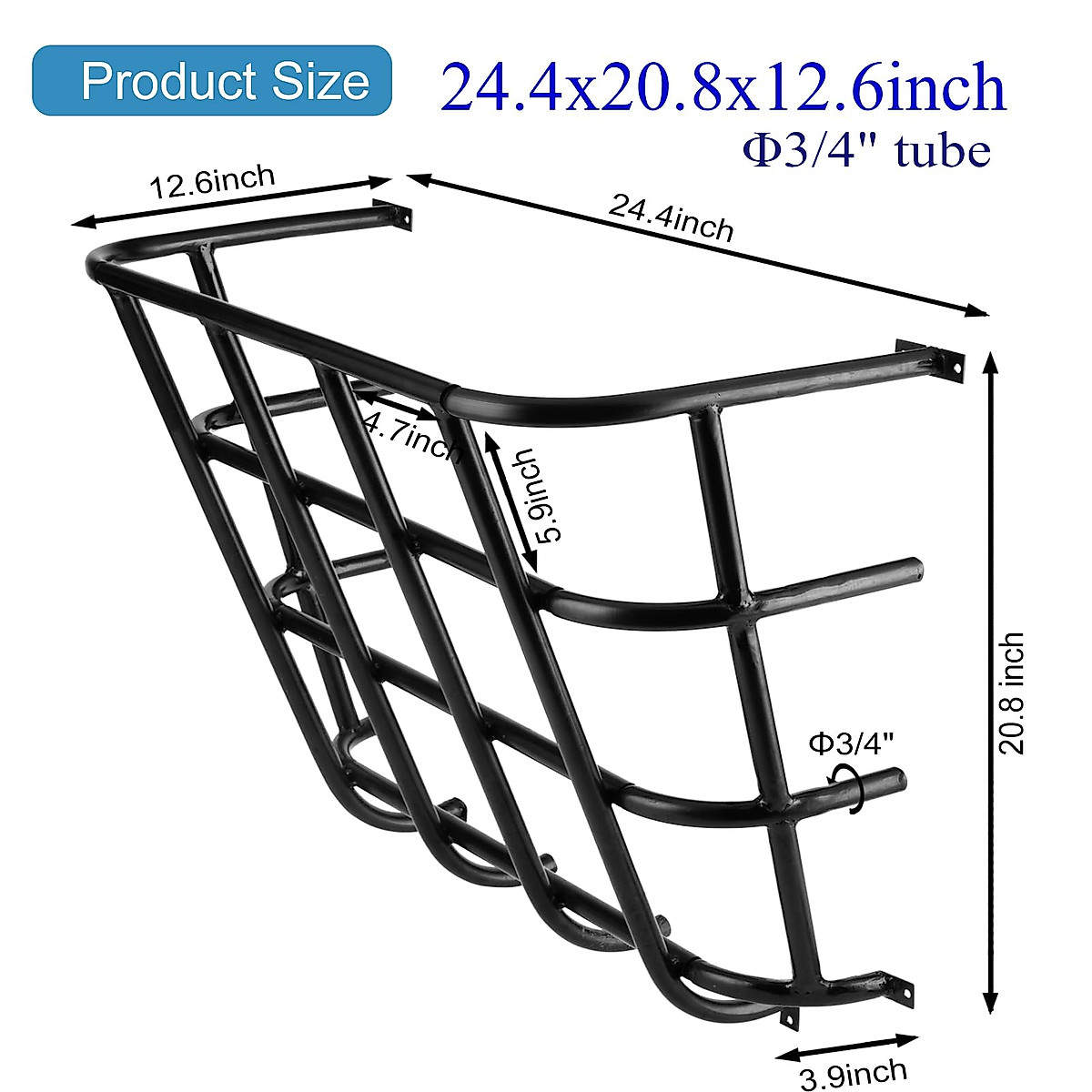 ICITYWALL Hay Feeder Goat, 24.4 x 20.8 x 12.6 Multiple Sided Goat Hay Rack, Heavy Duty Galvanized Metal Wall Hay Rack for Sheep Horses, etc(Black)