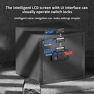 BILLCONCH Gun Safe with 6 Pistol Safe Holders - Biometric Pistol Safe with Display and Voice Prompt, Automatic Locking Tabs | Detachable Shelf and Foldable Gun Racks for Handgun Safe (1.4 Cubic Feet)