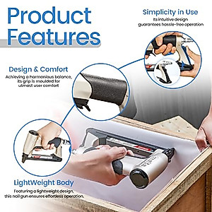 meite MT5016S Upholstery Stapler 20 Gauge 1/2-Inch Crown 1/4-Inch to 5/8-Inch Length Pneumatic Fine Wire Stapler with Safety