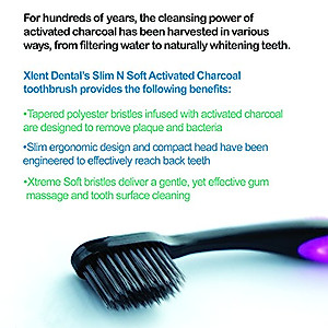 Xlent Dental Activated Charcoal Bristle Toothbrush - Xtreme (Extreme) Soft, Ultrafine, Tapered bristles, Compact Head & Slim Design - (4 Count)