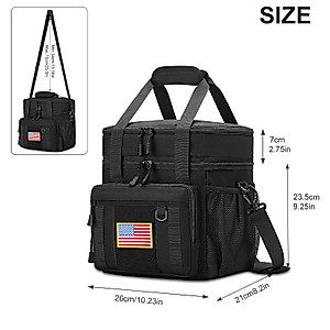 Gafetrey Expandable Large Tactical Lunch Box for Adults, Heavy Duty Durable Lunch Cooler Bag with MOLLE Lunch Pail for Work Camping Fishing Picnic (Black, 16L)