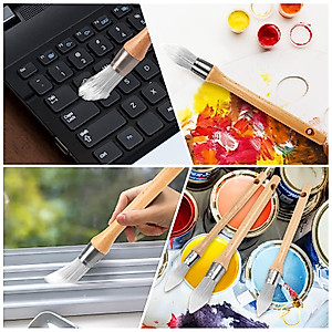 WRAPXPERT Trim Paint Brush,11" Long Handle Edge Painting Tool Kit,Round Trim Brushes for Corner,Touch UPs,Artwork,House Wall Edges 3-Pack