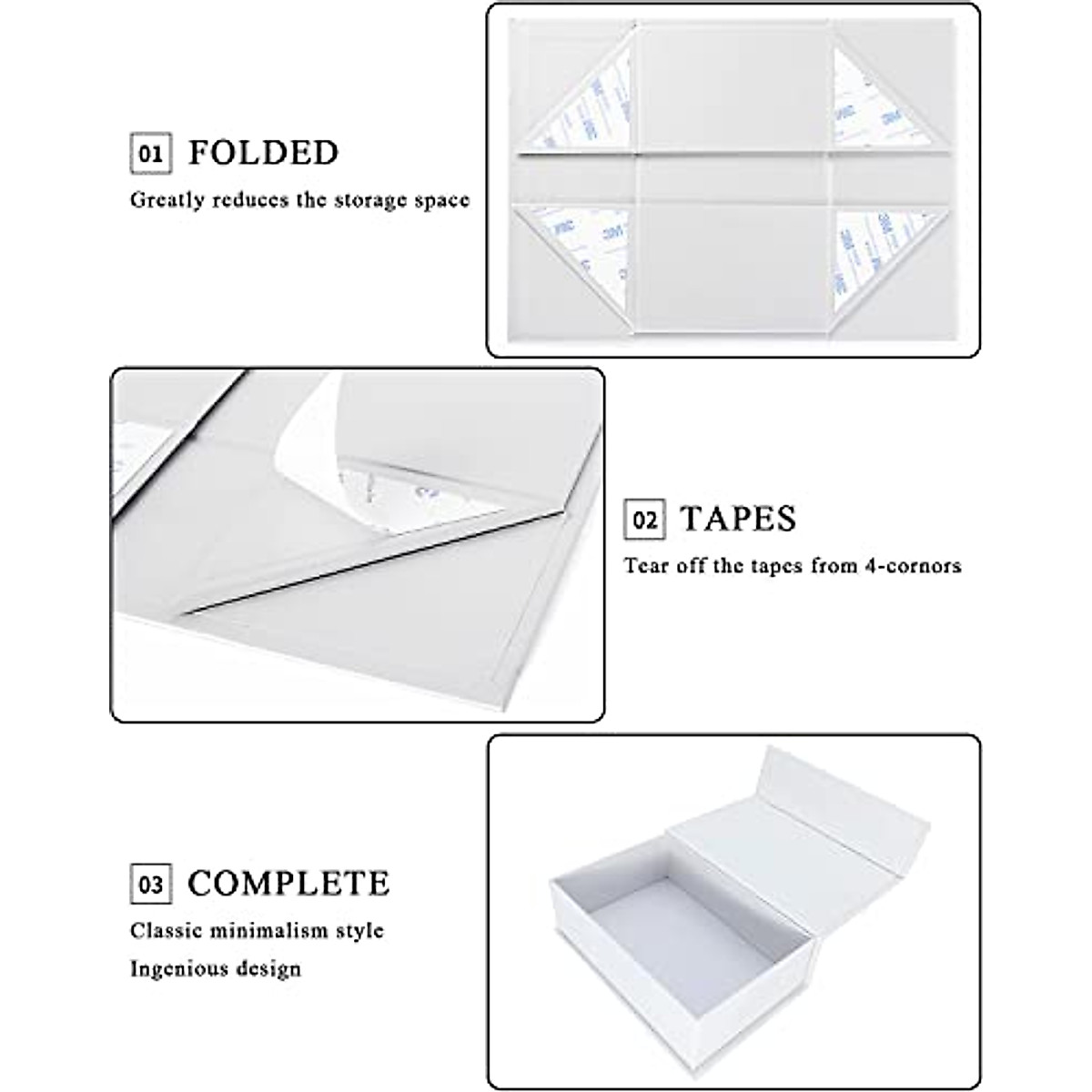 Gift Box with Lid Bridesmaid Proposal Box 14"*9"*4.5" Sturdy Storage Box Collapsible Mother's Day Valentine Gift Box with Magnetic Closure(Glossy White, Large(1 piece))