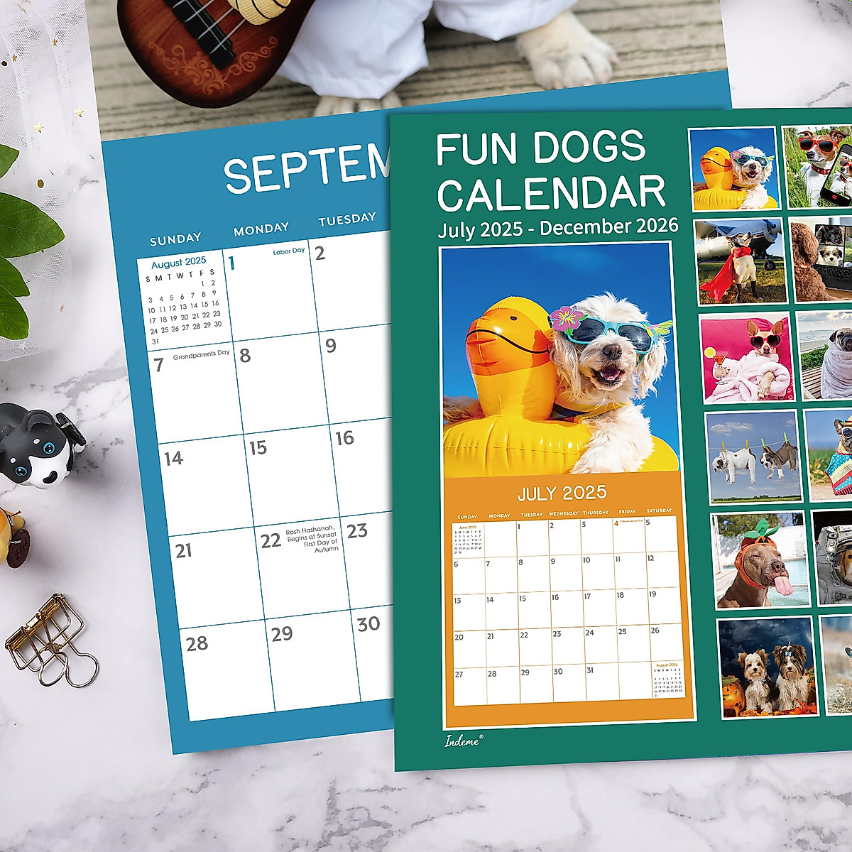 2023-2024 Wall Calendar - Cute Puppies Wall Calendar 2023-2024, Fun Dogs Wall Calendar, Jan. 2023 - Jun. 2024, 12'' x 12'' (Closed), 12'' x 24'' (Open), Dog Calendar, Hanging Hole, Holidays