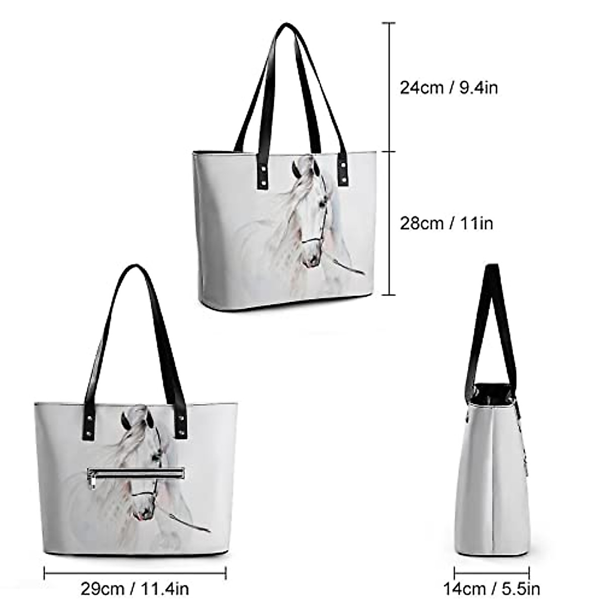Womens Handbag Horse Animal Leather Tote Bag Top Handle Satchel Bags For Lady