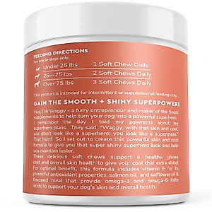 Wonder Paws Skin & Coat Supplement for Dogs with Salmon Oil, Omega 3 & 6, EPA & DHA, Promotes Healthy Skin and Coat, Itchy Relief, Joint and Overall Health, Delicious Flavor, 70 skin & coat Soft Chews