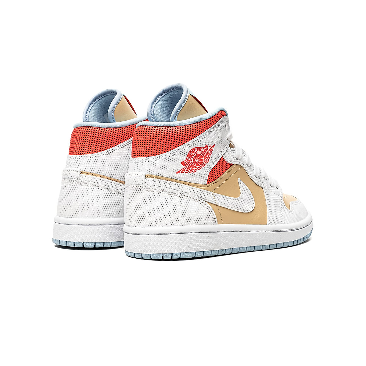 Nike Women's WMNS Air Jordan 1 Mid Se “Sesame”, Sesame/White/Flash Crimson/PSY, 8.5W