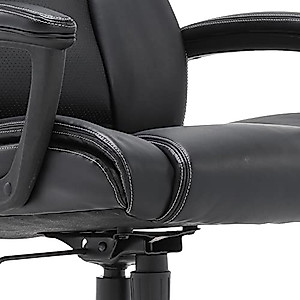 Serta Executive High Back Office Chair with Lumbar Support Ergonomic Upholstered Swivel Gaming Friendly Design, Bonded Leather, Black
