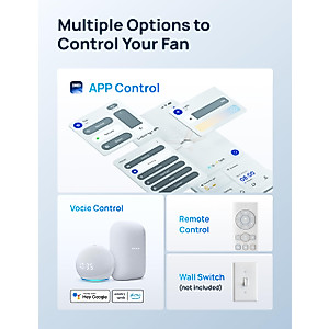 Dreo Smart Ceiling Fan with Lights, 52 Inch, 12 Speeds & 3 Fan Modes, Stepless Color Tones, Dimmable LED Light, 12H Timer, Quiet DC Motor, Remote/APP/Alexa Control, White Ceiling Fans Indoor