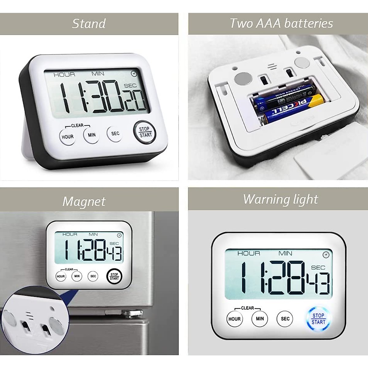 Multi-Function Timer,Count Down + Alarm Clock (Black)