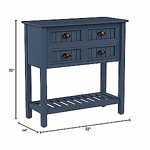 Decor Therapy Bailey Bead Board 4-Drawer Console Table, Antique Navy