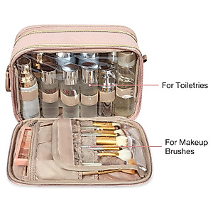 BAGSMART Toiletry Bag for Women, Large Toiletry Bag Water-resistant Makeup Cosmetic Organizer Bag Door Room Essentials for Accessories, Shampoo, Full Sized Container, Toiletries (Medium, Pink)