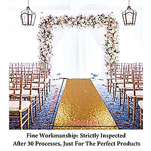 Aisle Runner for Wedding-15FTx2FT-Deep Gold Sequin Aisle Runner Indoor Outdoor Ceremonies Decor Carpet Runner Church Runner Wedding Walkway Carpet Runner Rugs Aisle Runner Sequins (2FTx15FT, Gold)