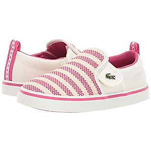 Lacoste Girl's GAZON Shoe, off white/dark pink, 6. Medium US Toddler