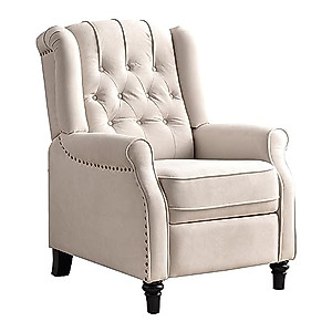 Phoenix Home Elizabeth Push Back Chair Recliner, Beige