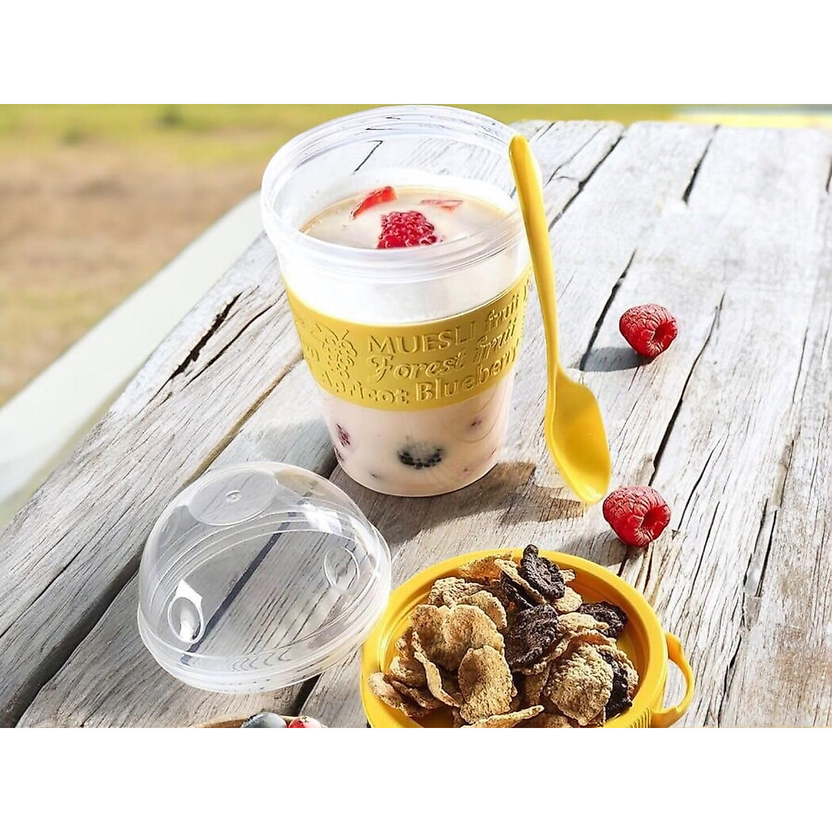SUNGUU 4 Overnight Oats Containers with Lids Pack Yogurt Parfait Cups with Lids Reusable Take and Go Yogurt Containers with Lids and Spoons Overnight Oats Containers Breakfast on the Go Cup