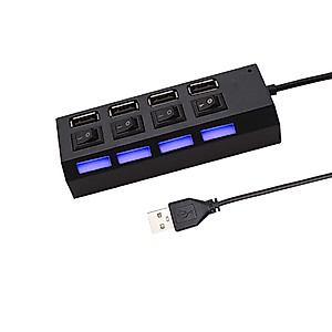 SHYPT USB 2.0 Hub Splitter Hub Use Power Adapter 4 Port Multiple Expander 2.0 USB Hub with Switch for PC