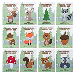 Dezzy's Workshop Sewing Kit for Kids - Woodland Animals Kids Sewing Kit - Make Your Own Stuffed Animal Kit - Felt Stitch Art and Craft Toys for Boys and Girls - Childrens DIY Crafting and Sewing