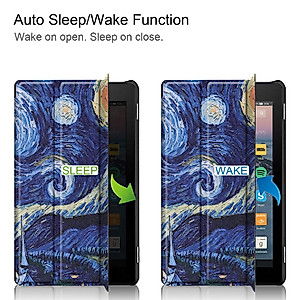 Boskin for Kindle Fire HD 10 case/HD 10 Plus case 2021 Released 11th Generation,PU Leather Smart Cover with Auto Wake/Sleep (Starry)