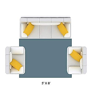 Navy Jute Water Resistant Large Indoor Outdoor Rug 5x7 for Patio Entryway Deck Garden Outside Porch Hallway Entry Way Area - Waterproof Living Room Bedroom Kitchen Carpet Alfombras para Exteriores