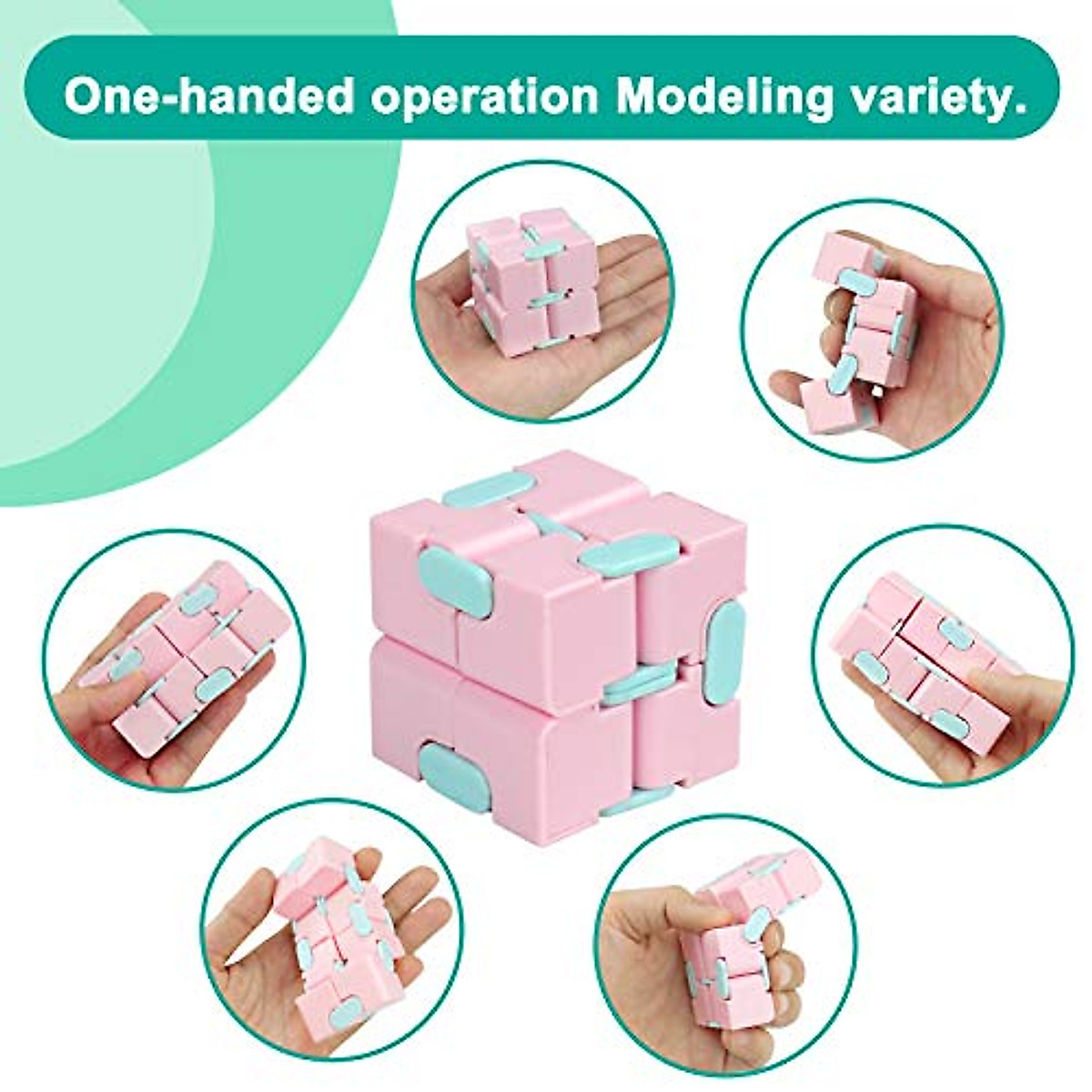 Infinity Cube Fidget Toy Stress Relieving Fidgeting Game for Kids and Adults,Cute Mini Unique Gadget for Anxiety Relief and Kill Time (Macaron Pink)