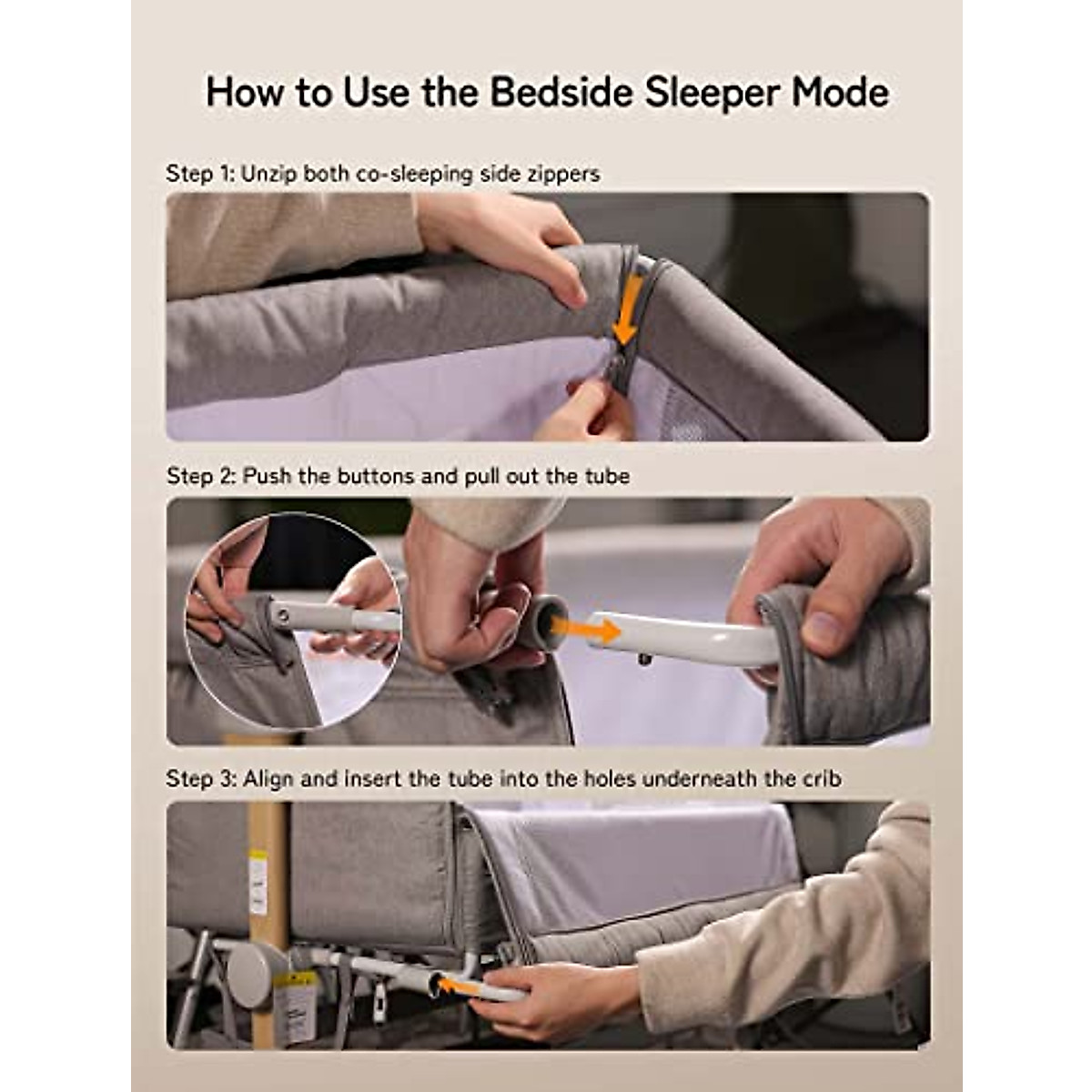 Baby Bassinet Bedside Sleeper, besrey Bedside Bassinet for Newborn Infant with Comfy Mattress, 9 Height Positions, Adjustable Bedside Crib with 360° Swivel Wheels, Bassinet Sleeper with Storage Basket