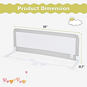 INFANS Bed Rails for Toddlers, Foldable Safety Baby Crib Rail Fit for Kids Twin, Extra Long Swing Down Bed Guardrail for Convertible Crib, Queen & King Mattress, Side Bed Guard(1 Pack, Light Grey)