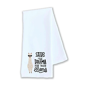 Kitchen dish towel Save the drama for your llama funny cute dish Kitchen Decor drying cloth…100% COTTON