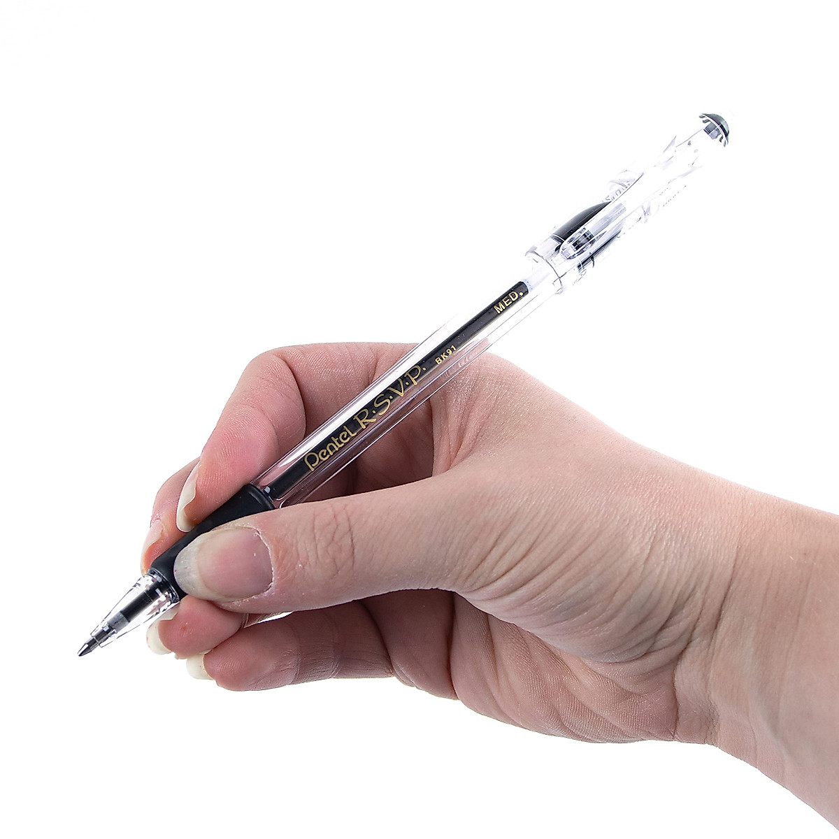 Pentel RSVP Ballpoint Pen, 1.0 mm, Black Ink, 12 Pack (BK91-A)