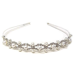 Honbay Fashion Wedding Hair Piece Photography Hair Accessories Bride Bridesmaid Flower Girl Crown Headband Hair Hoop Tiara with Crystal and Faux Pearls