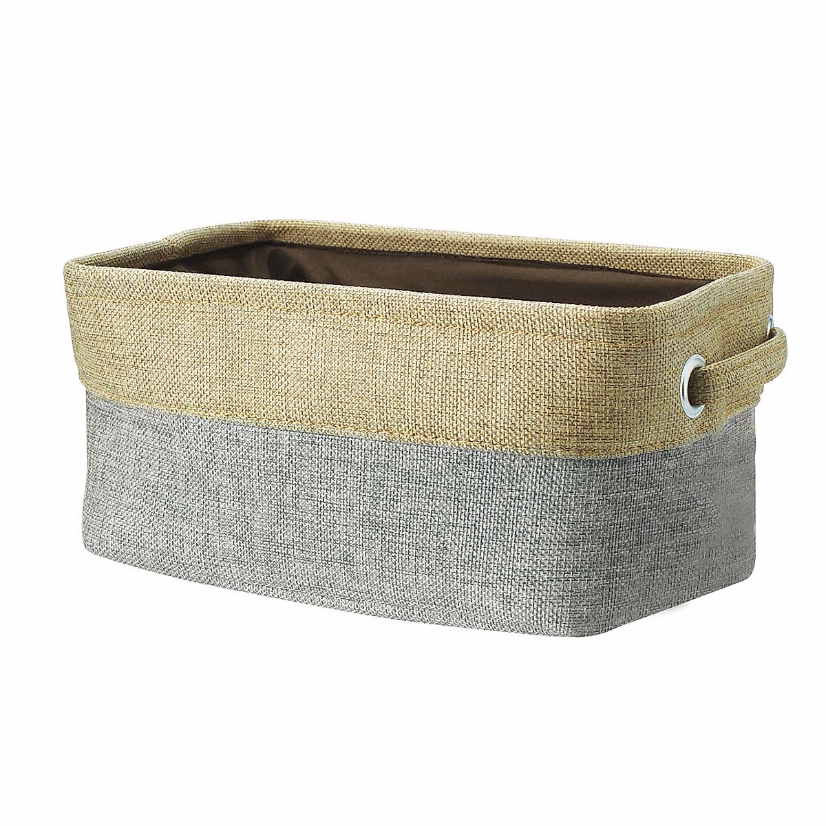 uxcell Collapsible Fabric Storage Basket Bins with Dual Handles, Foldable Toy Bins for Laundry Clothes Storage, Home Organizer for Bedroom Office Closet Shelves Gray Small