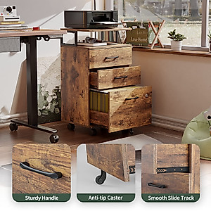 FEZIBO Height Adjustable Desk with 4 Drawers Storage and 3-Drawer Rolling Filing Cabinet