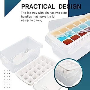 Ice Cube Bin Bucket Trays - Ice Holder, Container, Storage for Freezer, Refrigerator with Scoop, Lids