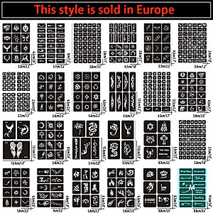 Aresvns 550+ PCS Temporary Tattoo Stencils with Body Painting Pen,24 Sheets Henna Tattoo Templates Reusable for Women,Glitter Tattoo Stencils,Airbrush Tattoo Stencils,Body Art Template