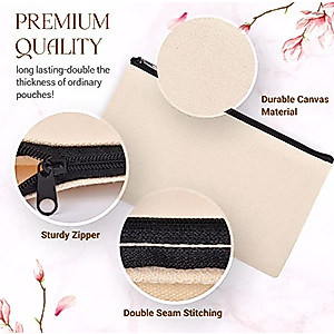Cruleen 10 Pack Blank DIY Craft Bag Canvas Zipper Pouch Blank Makeup Bag – Beige Canvas Pouch Multi-Purpose Toiletry Bag Perfect for Stationary, HTV & Valentine Party Favors 8.3 × 4.7 Inch