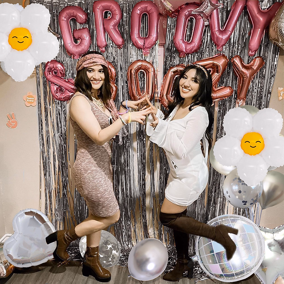 JeVenis Groovy & Boozy Balloons Groovy and Boozy Bachelorette Party Decoration Groovy and Boozy Sign Groovy Bachelorette Party Decoration Groovy Flower Bridal Shower Decorations