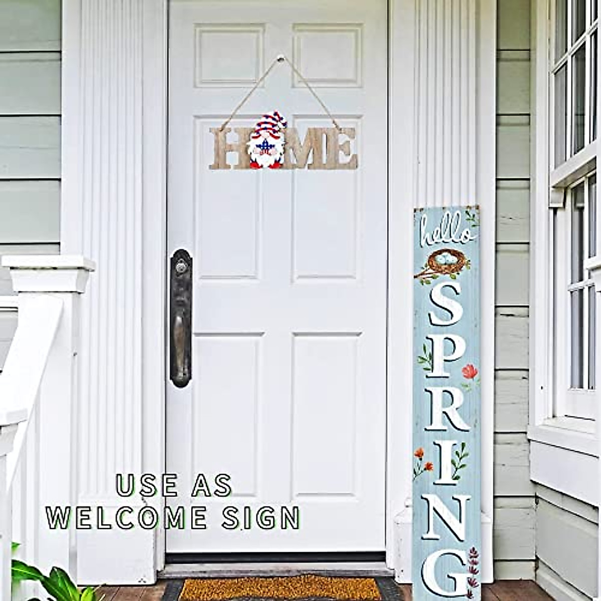 LittleFox 3D Gnome Interchangeable Seasonal Welcome Sign (Upgrade Designed) DIY with 8pcs Detachable Magnet Holiday Icons, Great for Rustic Farmhouse Decor or Housewarming Gift.