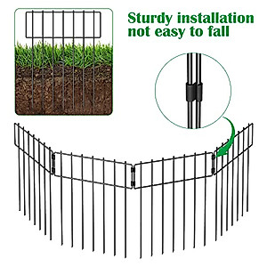 10 Pack Animal Barrier Fence, Total 16.7 Inch(H) X 10.8 Ft(L) Decorative Garden Fence, Rustproof Metal Barrier Bottom Fence, Dog Rabbits Ground Stakes Defence Border Fence for Garden, Yard, T Shaped.