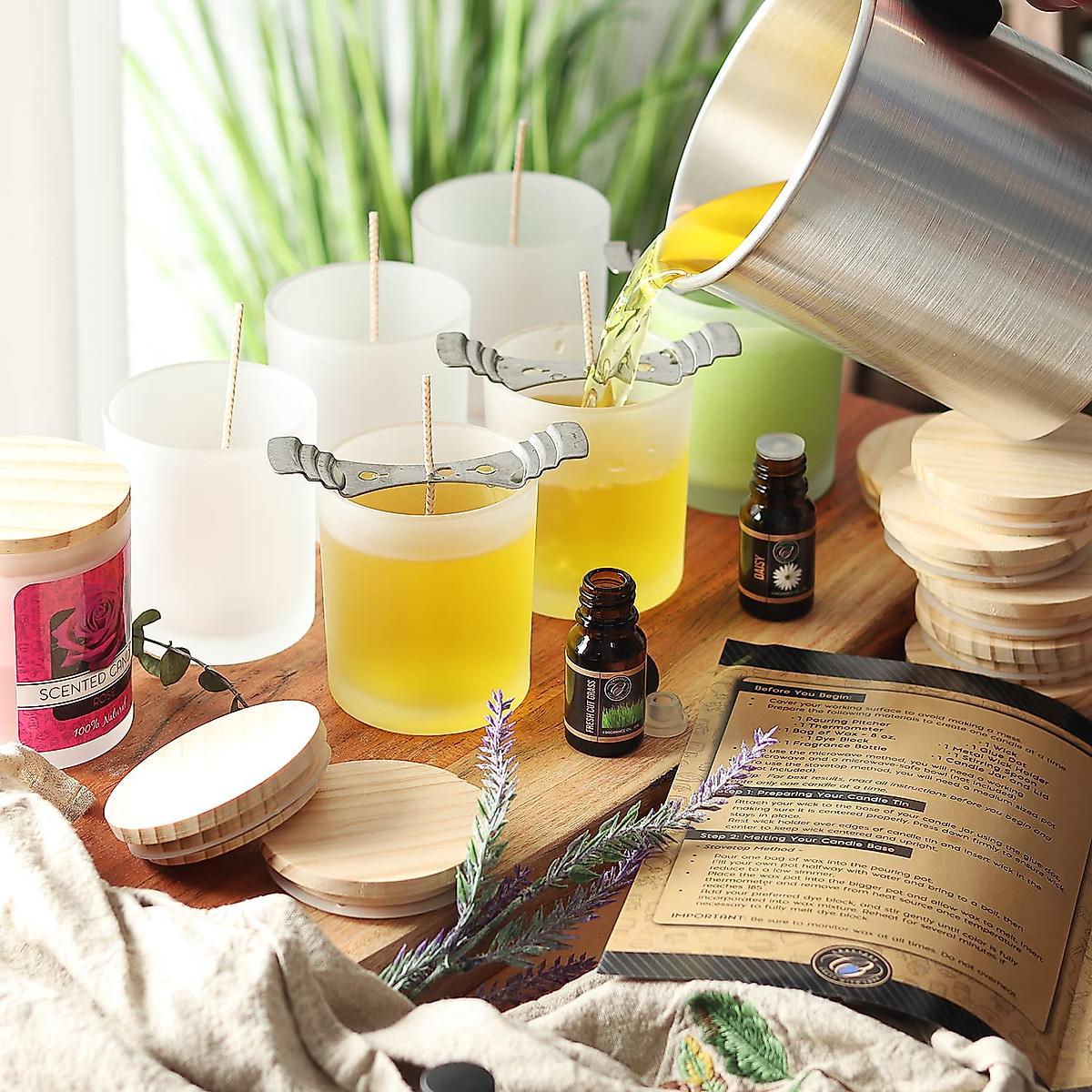 CraftZee Soy Candle Making Kit for Adults, Beginners - DIY Candle Making Supplies Includes Soy Wax, Scents, Frosted Glass Jars, Wicks, Dyes, Melting Pot, Gift Box & More