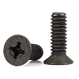 Phillips Flat Head Machine Screws 100 Degree Taper Black Oxide - #10-24 x 1" Qty 100