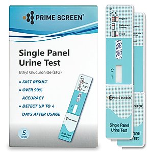 Prime Screen EtG Alcohol Urine Test - at Home Rapid Testing Dip Card Kit - 80 Hour Low Cut-Off 300 ng/mL - WETG-114 (5)