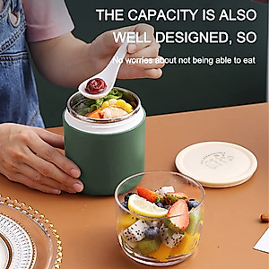 Yogurt Container, 2 In 1 Cereal Cup On The Go, Stainless Steel Insulated Food Jar With Spoon and storage bag, For Kids Adult Hot Cold Food Yogurt Salad Breakfast Milk Fruit, BPA Free 700ml Pink