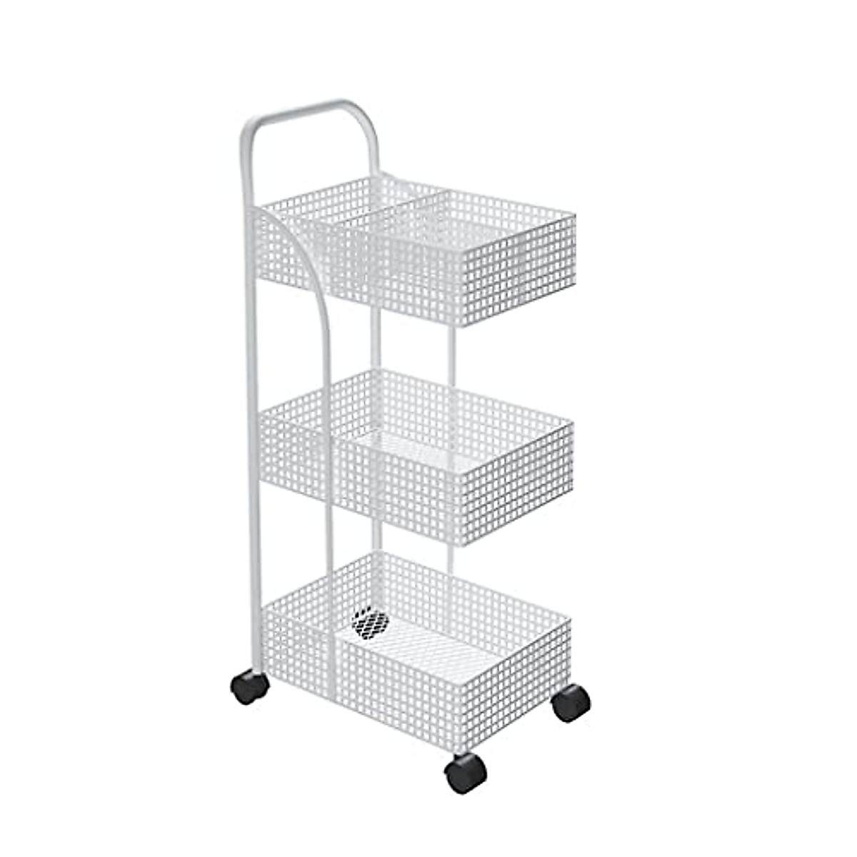 SLNFXC Scandinavian Iron Shelves Bedroom Kitchen Metal Removable Bathroom Storage Rack with Wheels Trolley