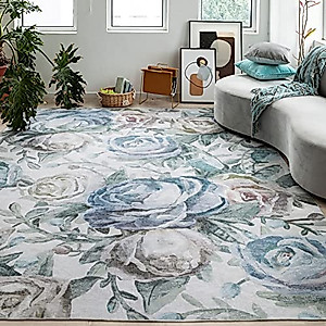 DECOMALL Jasmine 8x10ft Area Rugs, Colorful Modern Flower Rug, Machine Washable Non Slip Carpet for Living Room Bedroom Dinning Room,8x10ft Blue/Multi