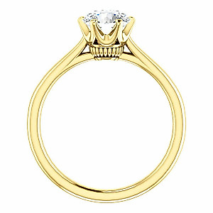 SISGEM 10K 14K 18K Solid Gold Classic Solitaire Engagement Rings for Women,Set 1 carat Round Cut Moissanite Rings Wedding Engagement Anniversary Promise Bands with Engraved Name (14K-Gold)