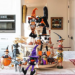 CiyvoLyeen Halloween Dangle Leg Gnomes Decorations Shelf Sitters Handmade Halloween Decor Tomte Swedish Gnome Nisse Scandinavian Gnomes Plush Elf Dwarf Home Household Ornaments Set of 3