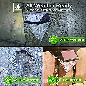 Diamond Solar Fence Lights ,Solar Deck Lights , Solar Wall Lights Outdoor Lights, Decorative Waterproof Solar Powered LED Garden Light , Outside Solar Step Lights for Patio,Decor,Garden,Porch, 4 Pack